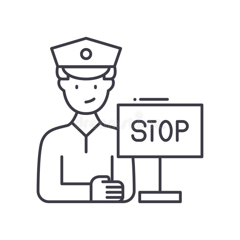 Crossing Guards Icon, Black Vector Sign with Editable Strokes, Concept ...