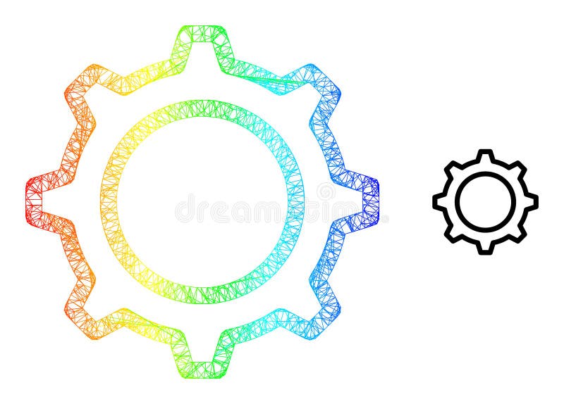 Network Contour Gear Mesh Icon with Rainbow Gradient Stock Vector ...