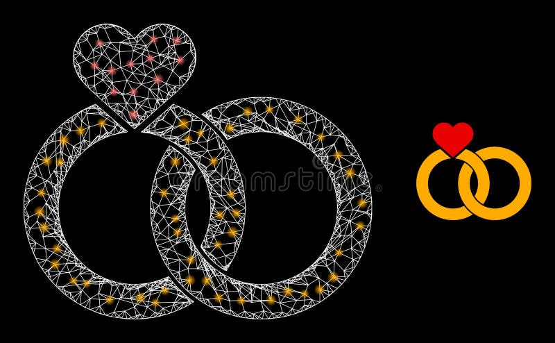 Network Wedding Rings Mesh Icon with Constellation Light Spots Stock ...