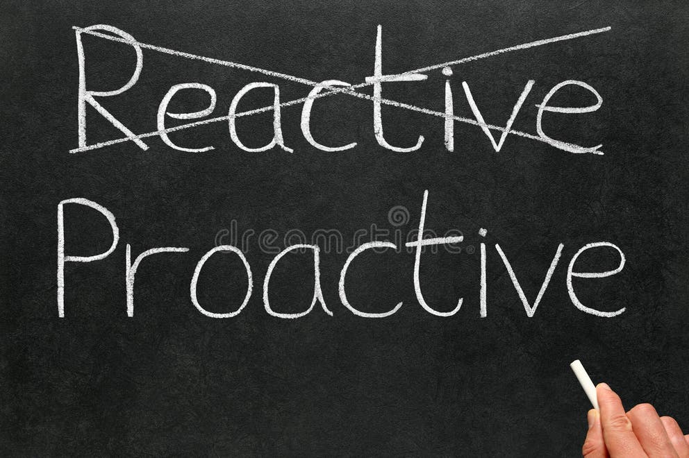 Crossing Out Reactive and Writing Proactive. Stock Image - Image of ...