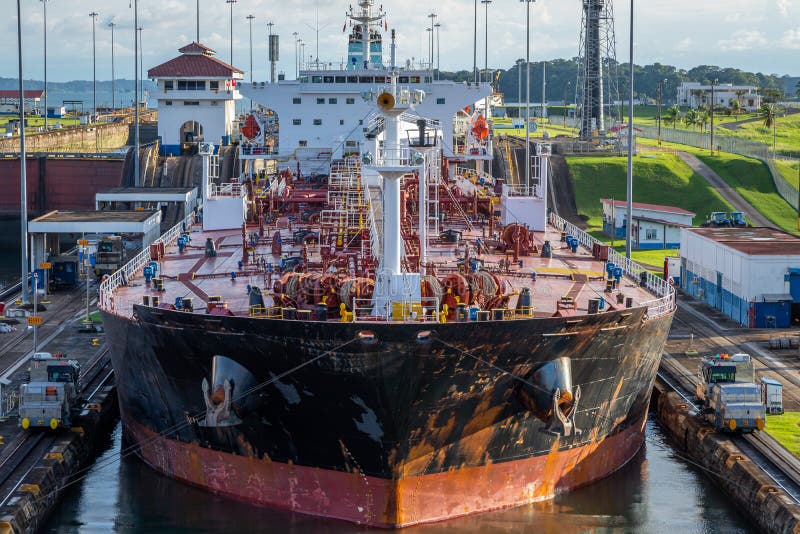 Crossing PanamÃ¡ Canal stock image. Image of fluvial - 169255369
