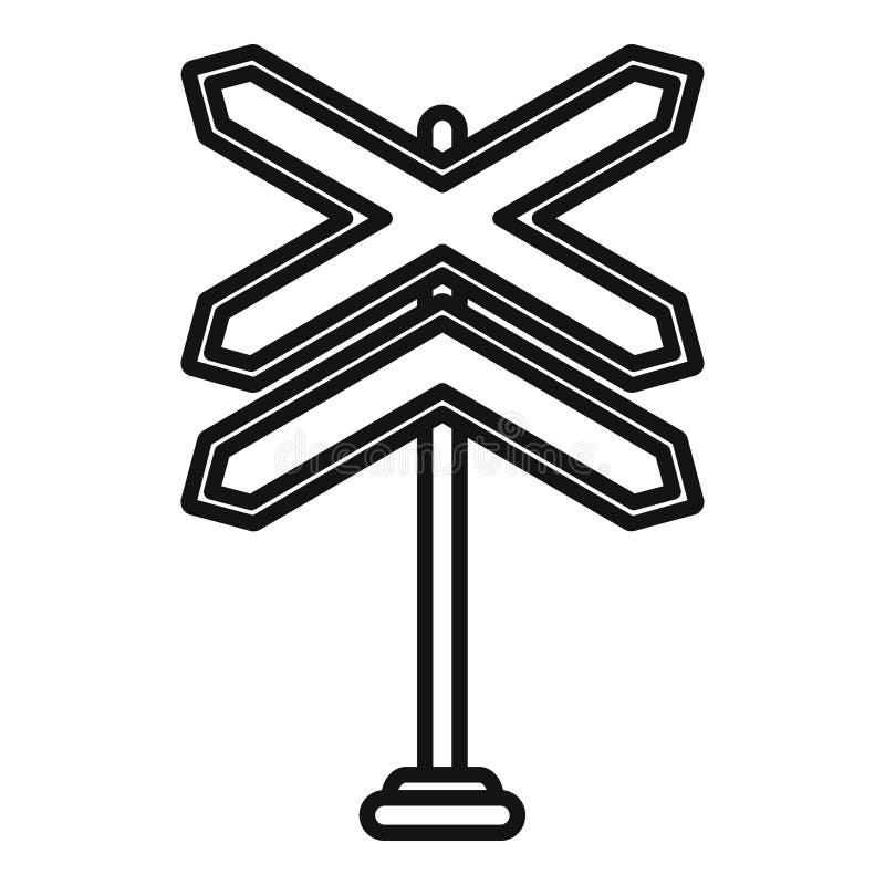 Crossing Rail Sign Icon Outline Vector. Railway Cross Stock ...