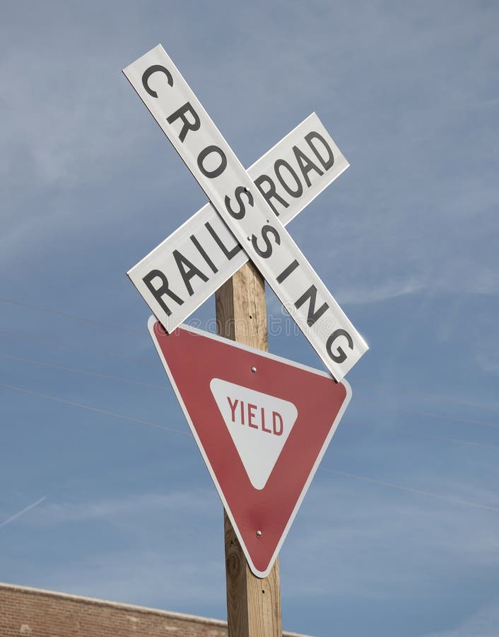 Yield at Railroad Crossing stock image. Image of railroad - 21043481