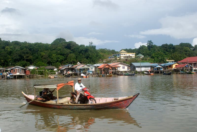 Crossing the River, Kampung Bako, Borneo, Malaysia Editorial Image ...