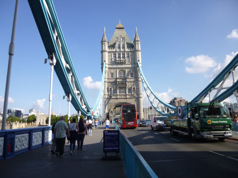 Tower Bridge with a Red London Bus Editorial Stock Photo - Image of ...