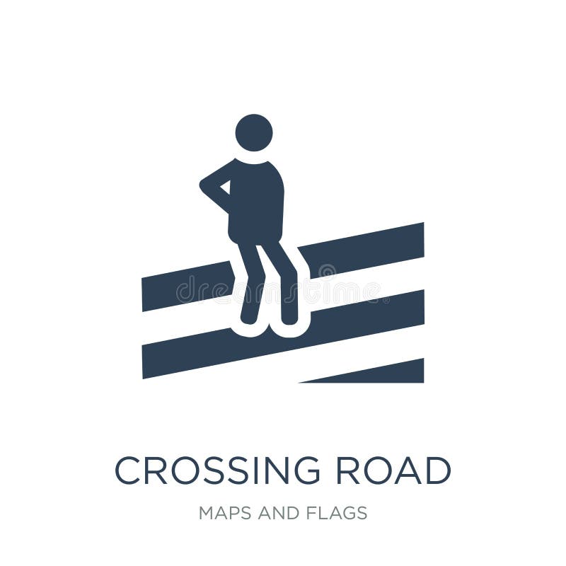 Crossing Road Caution Icon in Trendy Design Style. Crossing Road ...