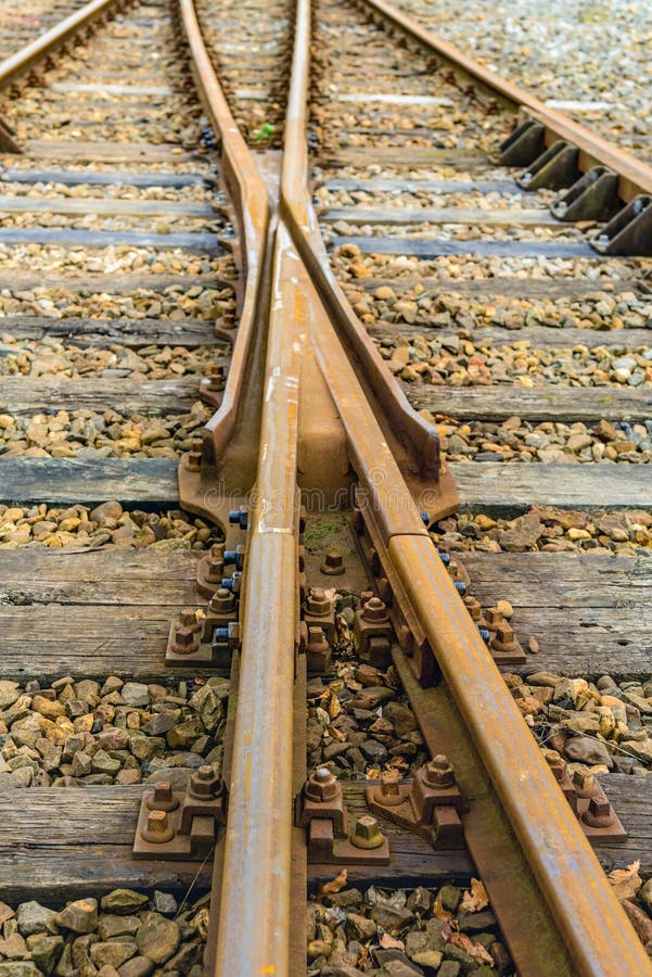 Crossing Rusty Rails from Close Stock Image - Image of iron ...