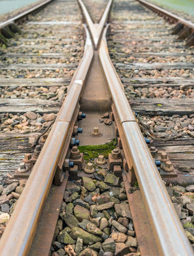 Crossing Rusty Rails from Close Stock Image - Image of fasteners ...