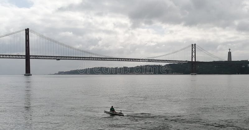 Crossing the Tejo river stock image. Image of coast - 217347781