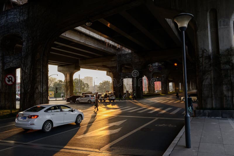 Crossing Under Elevated Road in Late Afternoon Editorial Stock Photo ...