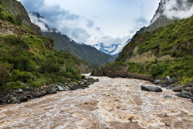 Crossing the Urubamba River in the Beginning of the Inca Trail in the ...