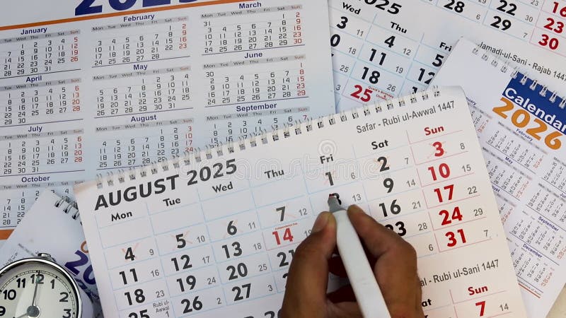 Crossout Date in Calendar of the August Month Stock Video - Video of ...