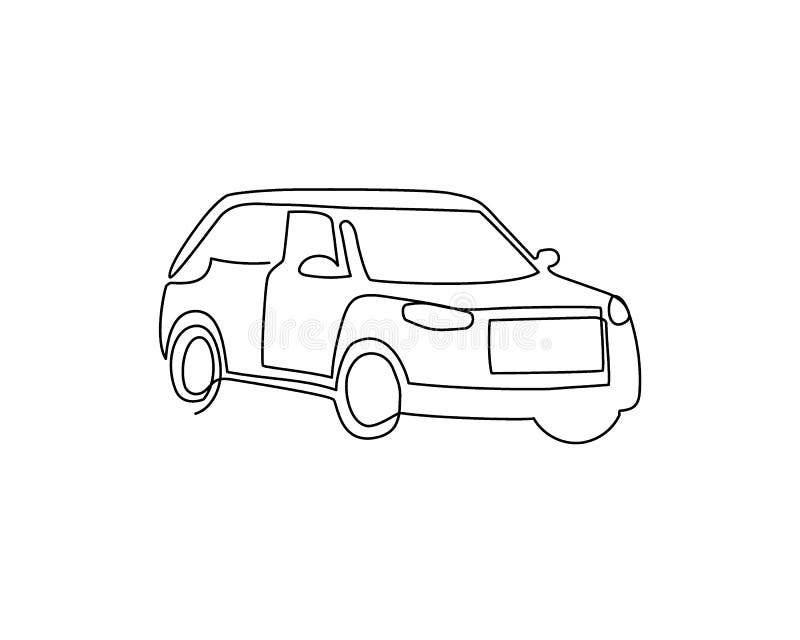 Crossover, Automobile Continuous Line Drawing. One Line Art of Off ...