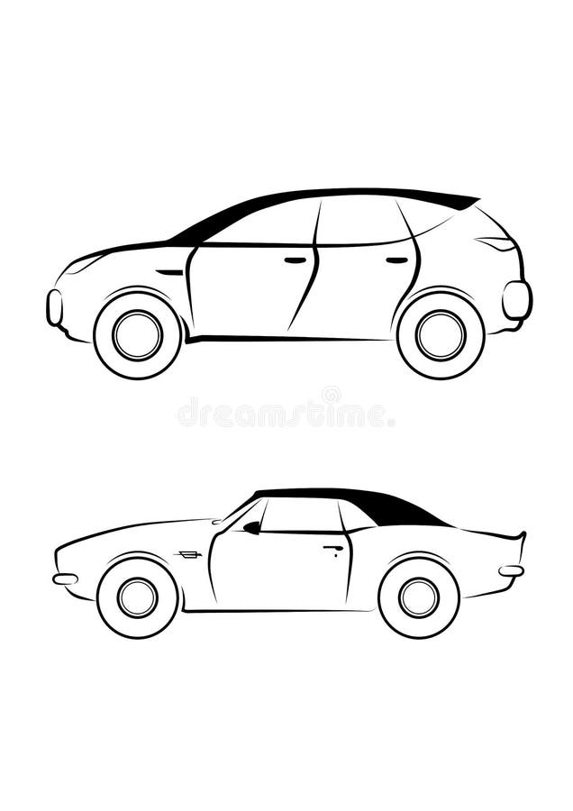 Crossover and Sports Car - Isolated Outline Car Icon Stock Vector ...