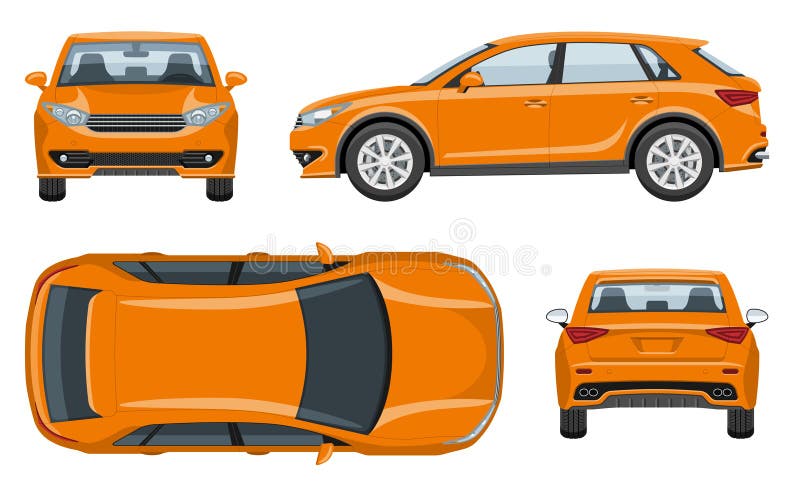 Crossover SUV Vector Template Side, Front, Back Top View Stock Vector ...