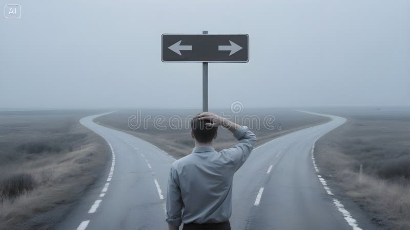The Crossroads of Choice: a Moment of Decision Stock Illustration ...