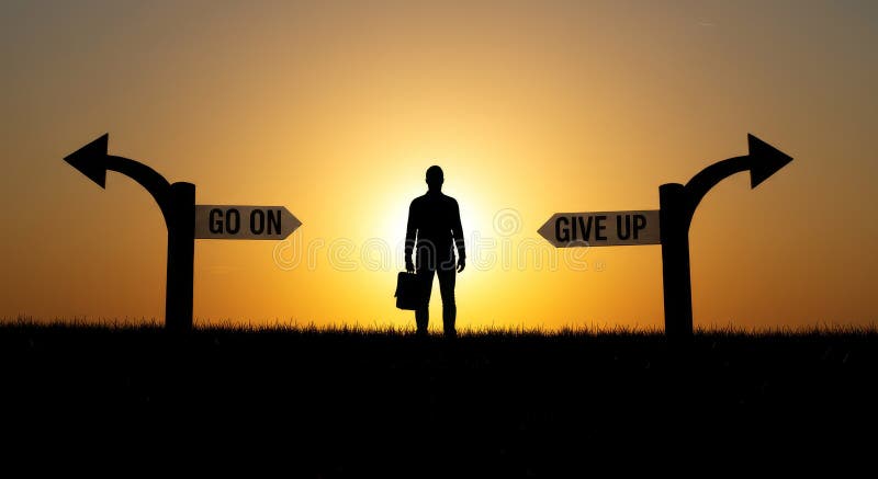 Crossroads of Choice Silhouette of a Person at Sunset Facing a Decision ...