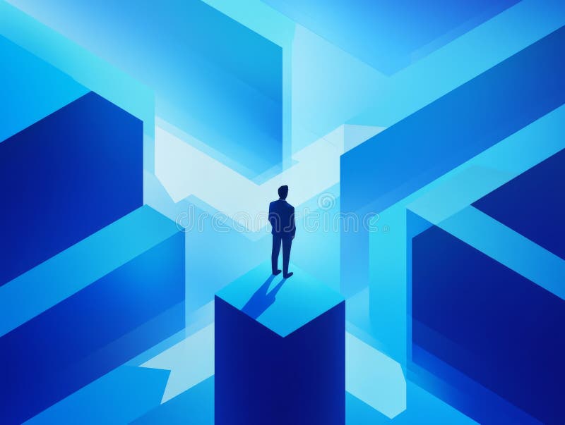 Crossroads Decision Concept. Businessman Considering Options at a ...