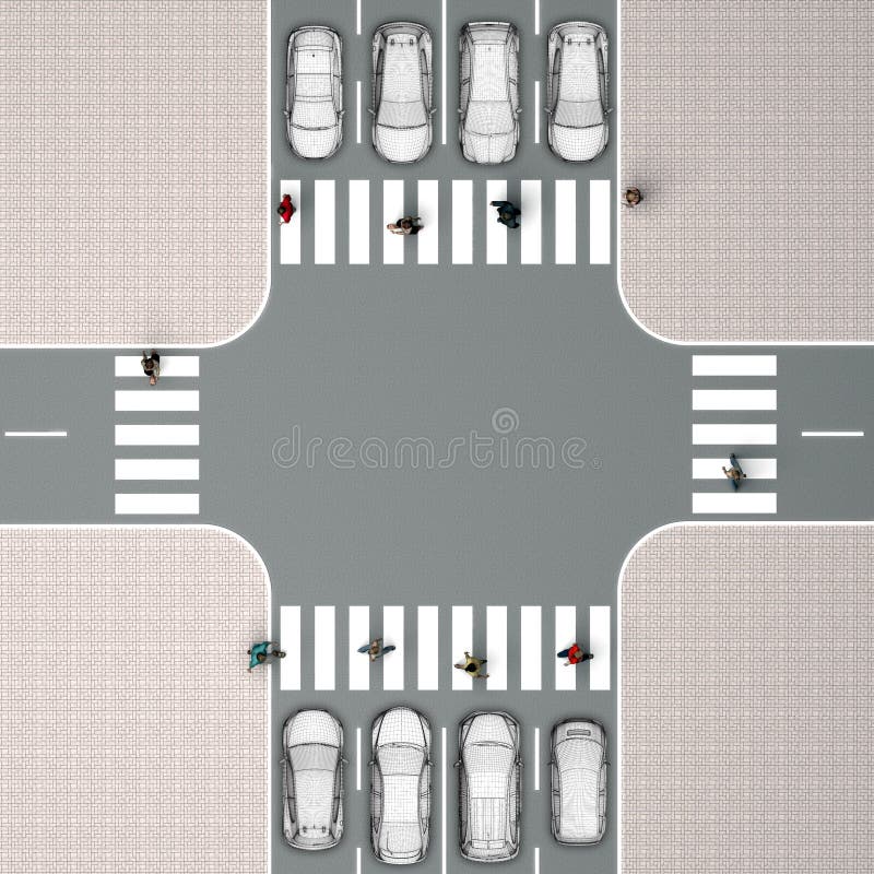 Pedestrian Crossing. Top View Stock Illustration - Illustration of ...