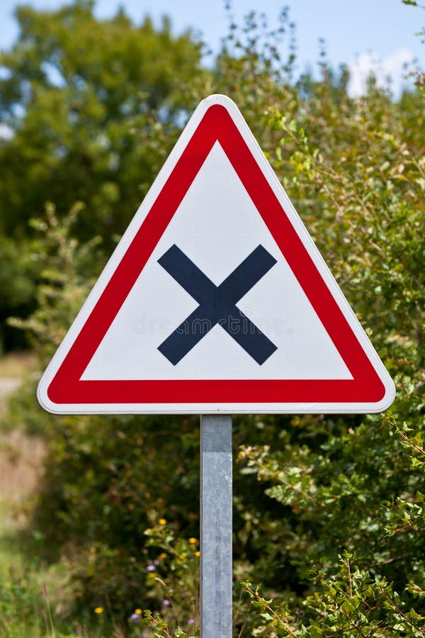 Crossroads Road Sign on a Country Road Stock Image - Image of concept ...