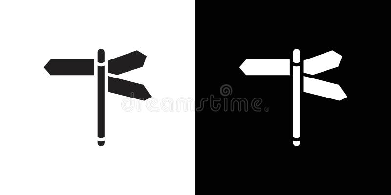 Crossroads Sign Icon Flat Vector Set Outline Stock Vector ...