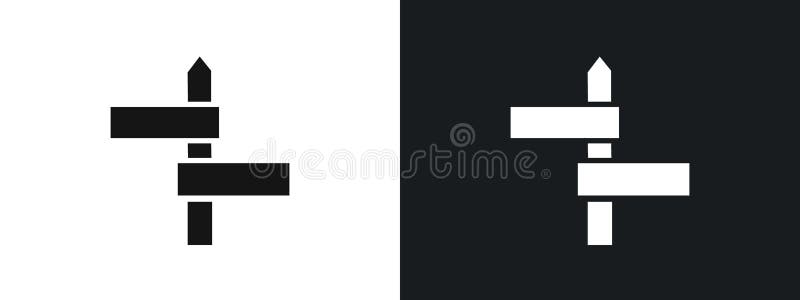 Crossroads Sign Icon Linear Graphics Set Vector in Black Stock Vector ...