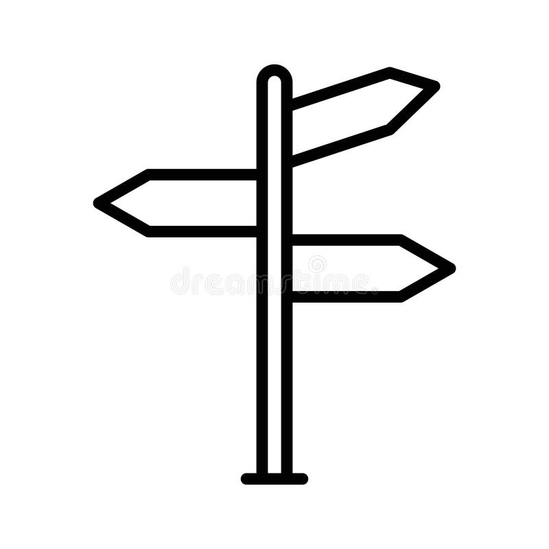 Crossroads Sign Linear Logo Mark in Black and White Stock Vector ...