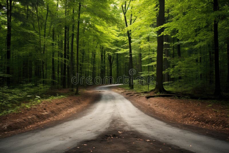 Crossroads Splitting in a Dense Forest Stock Illustration ...