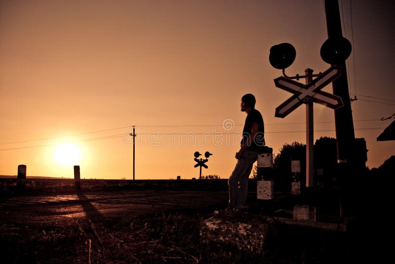 Crossroads sunset stock image. Image of countryside, view - 15736427