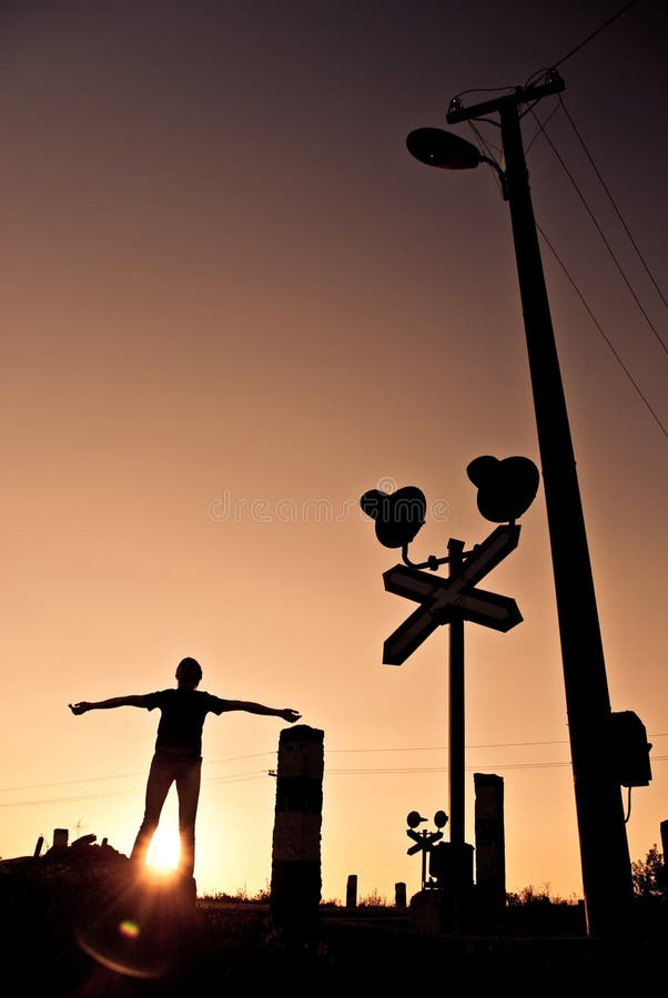 Crossroads sunset signs stock image. Image of colors - 15736453