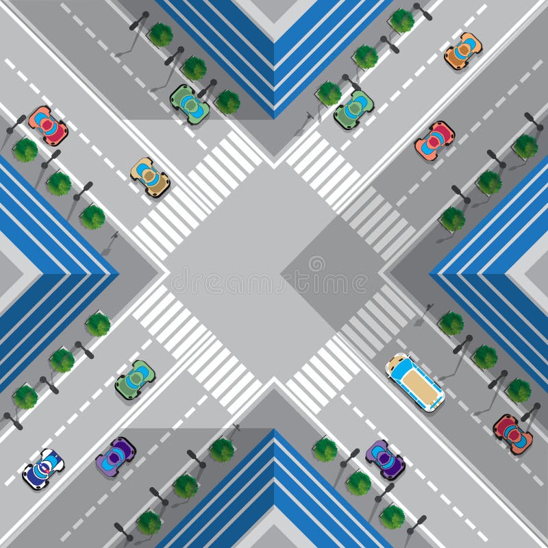 Crossroads in the town. stock vector. Illustration of design - 143500785