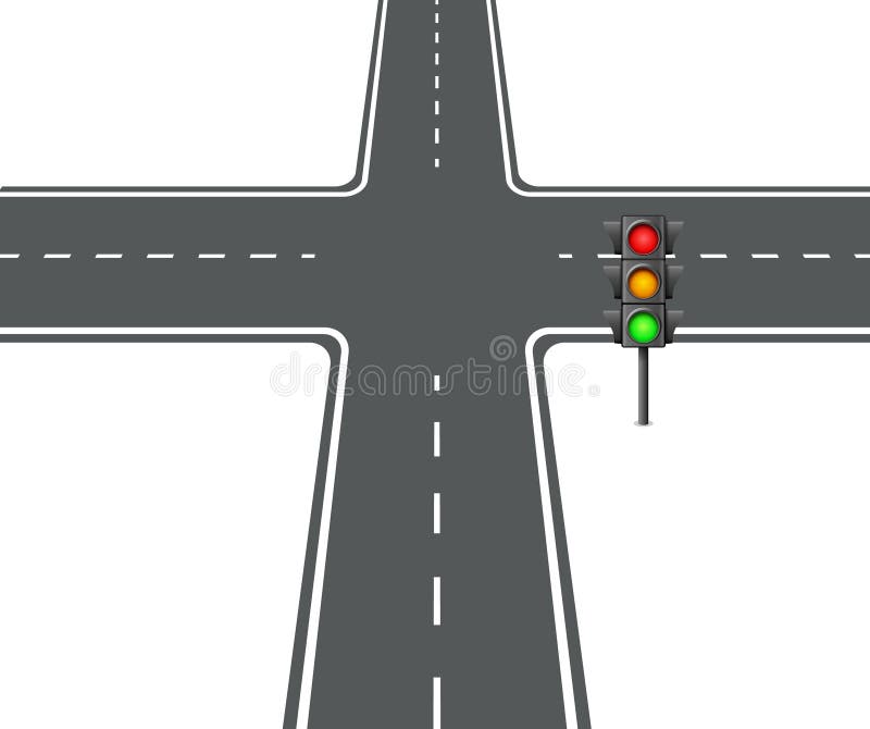 Crossroads View Flat Intersection Vector Illustration. Crossroad ...