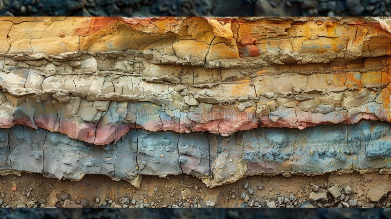 A Crosssection of a Chunk of Lumpy Clay Displaying Its Layers and Mix ...