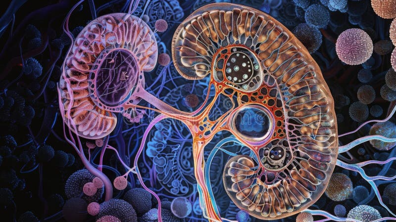 A Crosssection View of a Healthy Kidney Nephron Showing the Complex ...