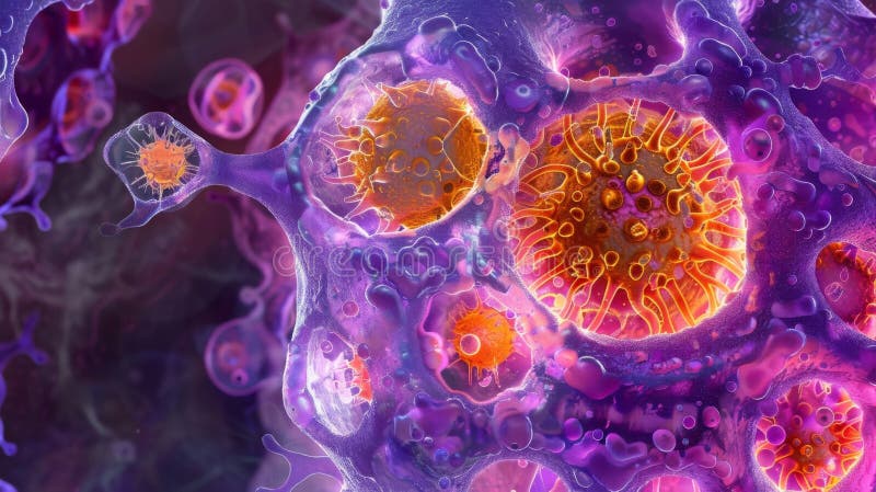 A Crosssectional View of an Amoebas Cell Structure with Its Nucleus and ...