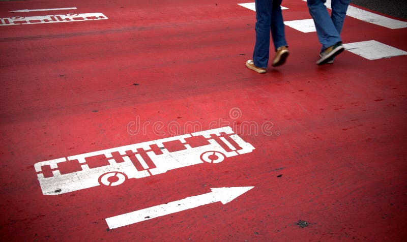 Crosswalk with bus sign stock image. Image of traffic - 26067573