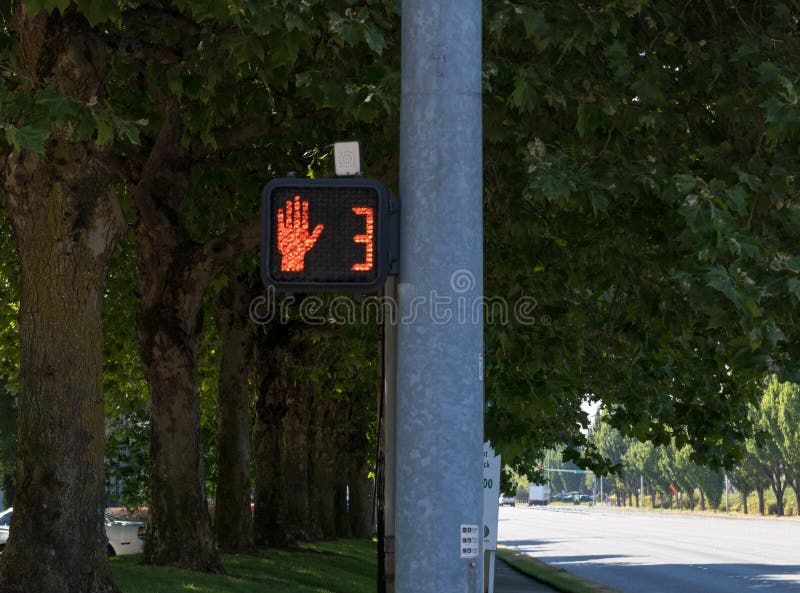 Crosswalk Hand Symbol Sign on a Post Stock Image - Image of hand, urban ...