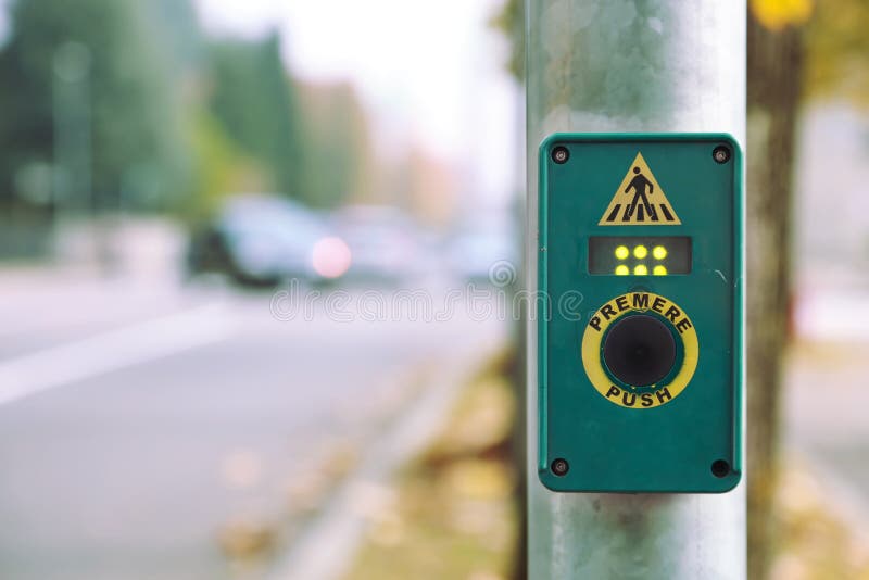 Crosswalk Pedestrian Button on Street Stock Image - Image of cross ...