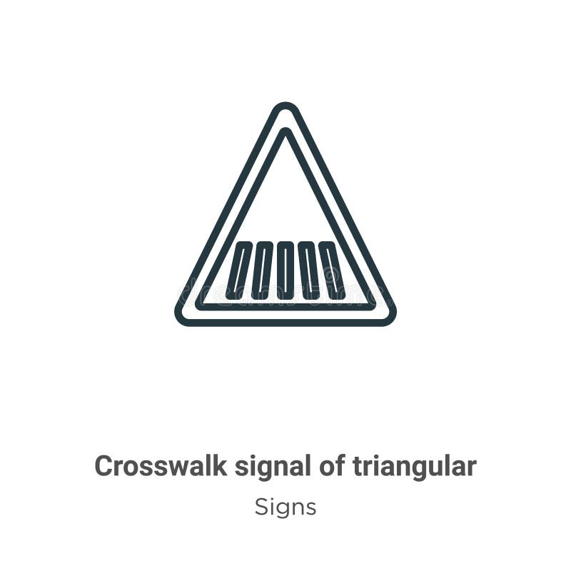 Crosswalk Signal of Triangular Outline Vector Icon. Thin Line Black ...