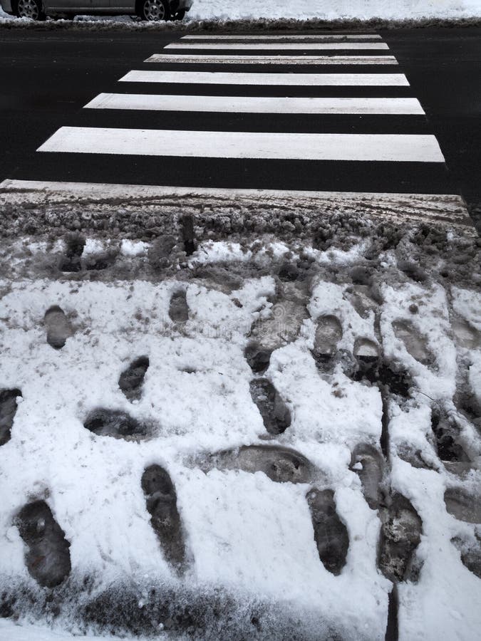 Crosswalk Slush. Pedestrian Crossing in Winter Stock Photo - Image of ...