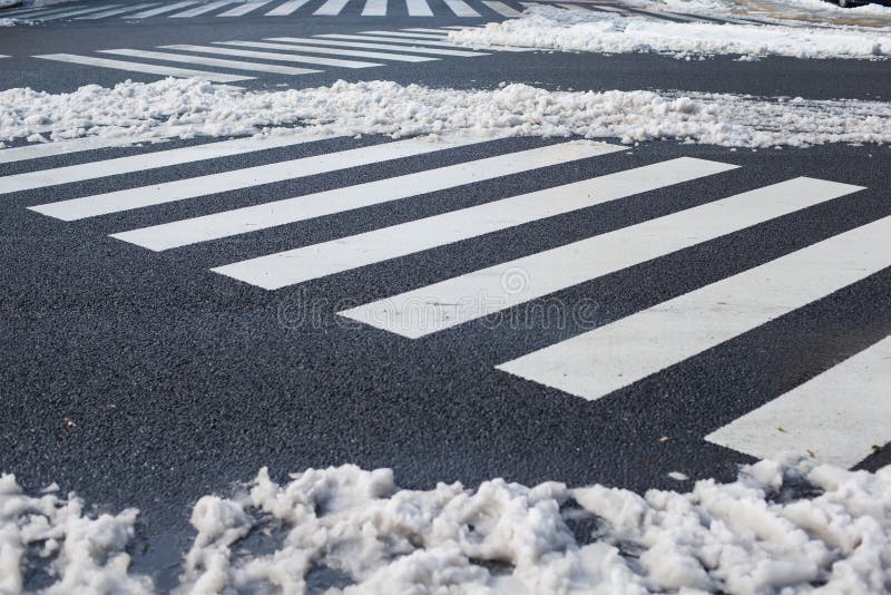 Crosswalk with Snow in,Yokohama, Tokyo, Japan Stock Image - Image of ...