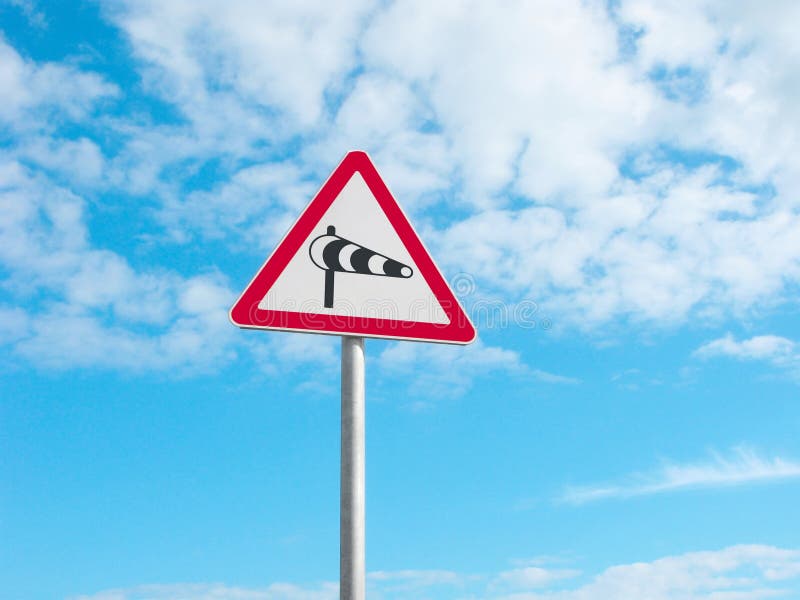 Crosswind, road sign stock photo. Image of meteorology - 196768094