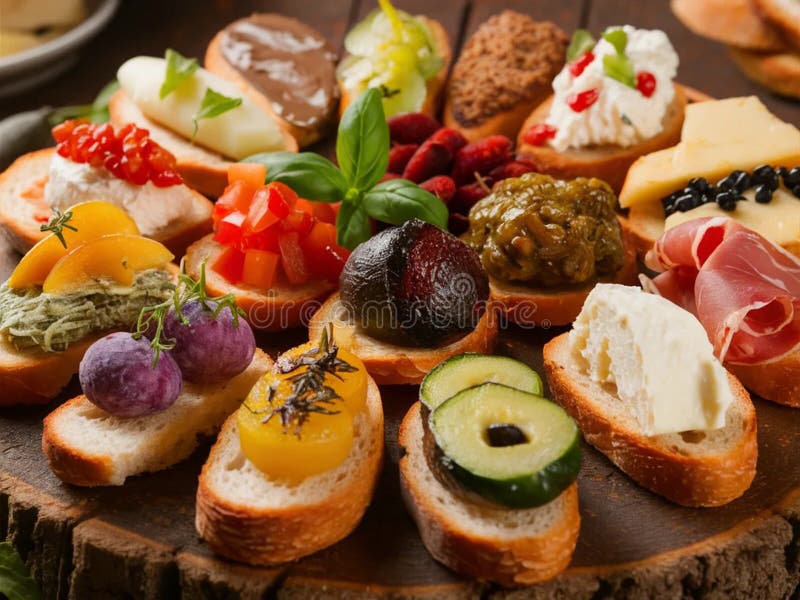 Crostini, Featuring a Harmonious Mix of Savory and Sweet Options. AI ...