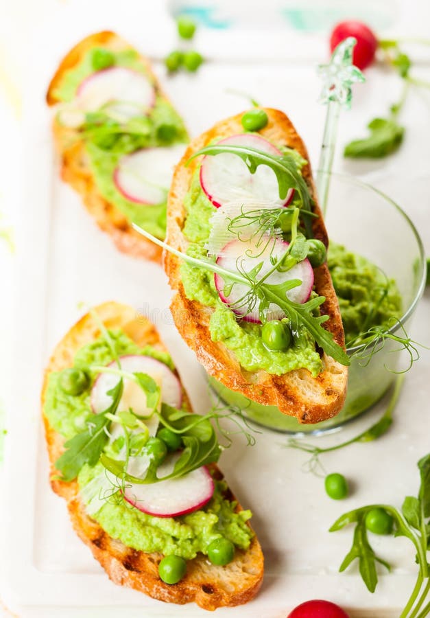 Crostini with Spring Vegetables Stock Image - Image of food, ingredient ...