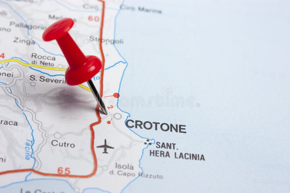 Crotone Italy on a Map stock photo. Image of geography - 83667434