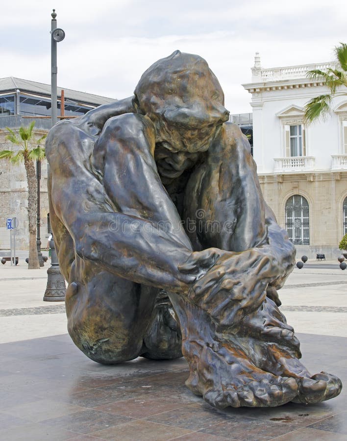 Crouching Man, Cartagena editorial image. Image of sadness - 43479595