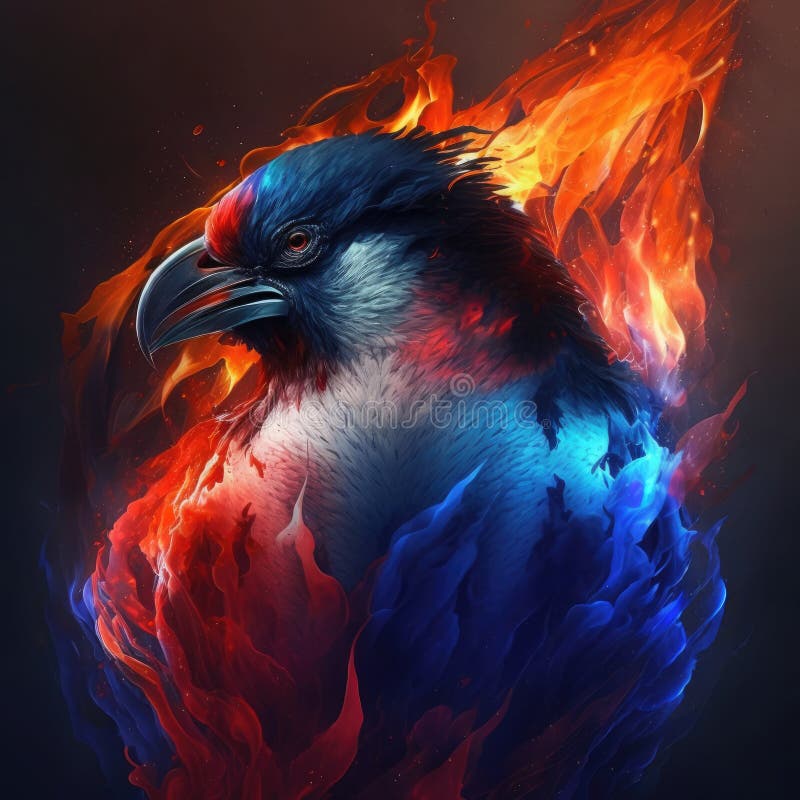 Crow in Angry Red Flame. Ai Generated Stock Illustration - Illustration ...