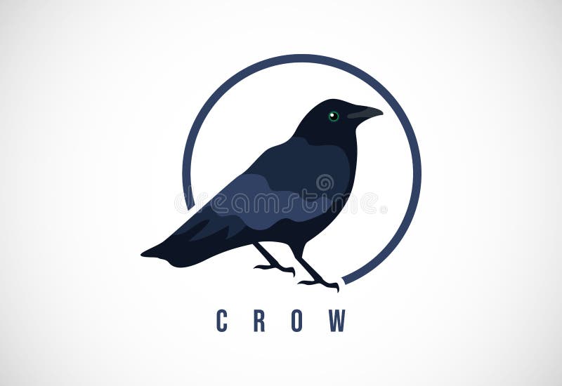 Crow Bird in a Circle. Crow Bird Logo Design Template Vector Stock ...