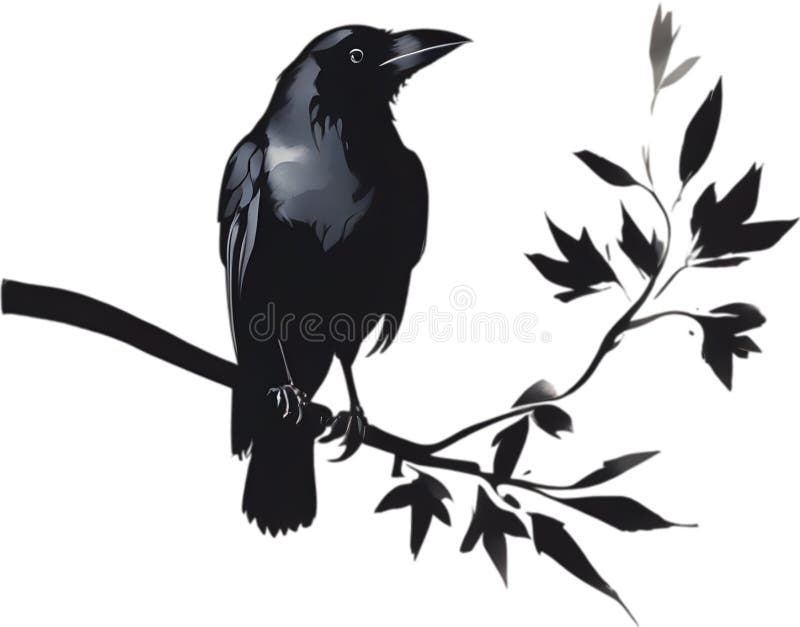 Crow Bird, Drawing of a Crow Bird Using the Japanese Brushstroke ...