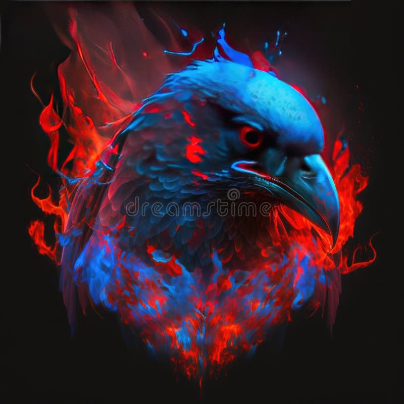 Crow Birds is in Blue Flamed. Ai Generated Stock Illustration ...